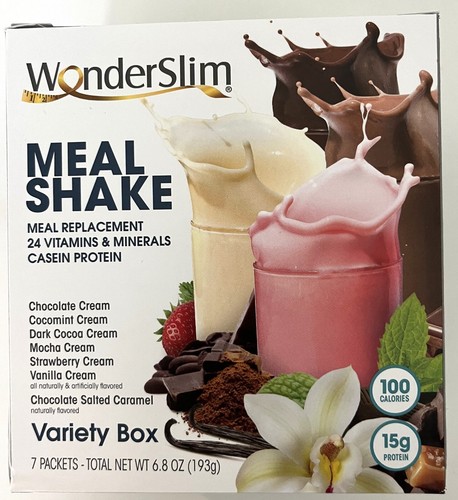 Wonderslim Meal Replacement Shake, Variety Box, 7 Packets 24 Vitamins ...
