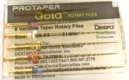 Protaper Gold Rotary Files 31 mm SX-F3 Dentsply Tulsa Assorted ...
