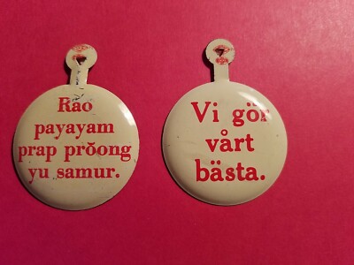 VINTAGE AVIS RENT-A-CAR "WE TRY HARDER" Pin Button THAI and SWEDISH | eBay