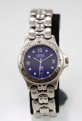Fossil Blue Men Watch Silver Stainless Steel Water Resistant 50m ...
