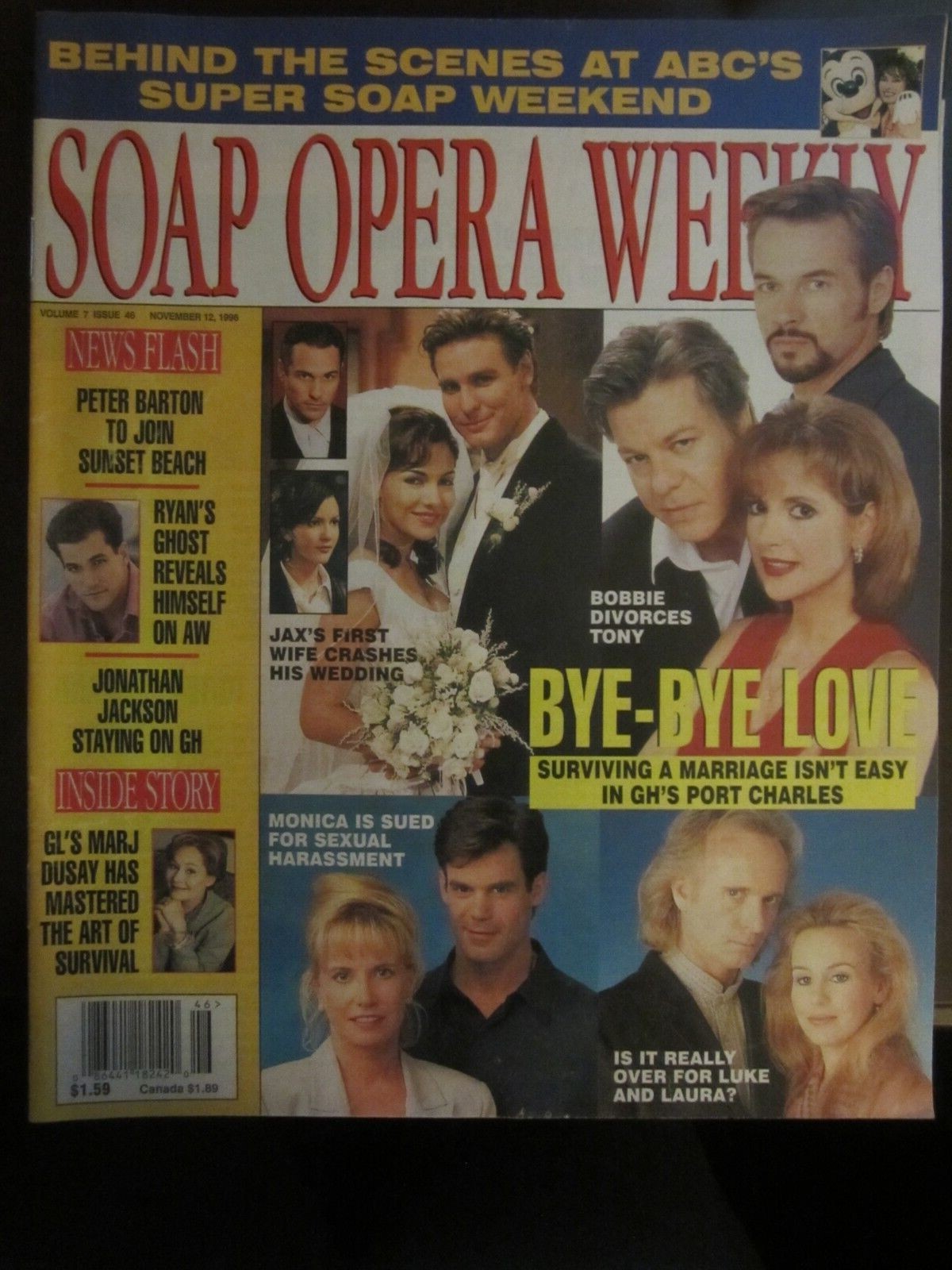 Soap Opera Weekly Magazine November 1996 Luke Laura Bobbie Tony Port ...