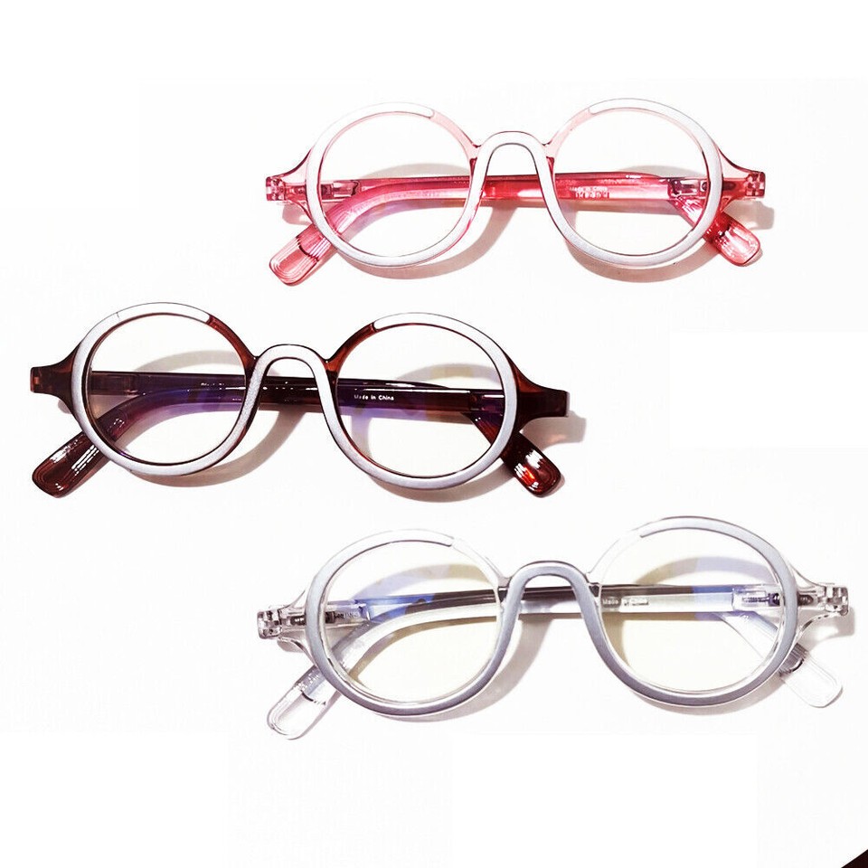 Retro Spring Hinges Small Round Reading Glasses Presbyopic Slim Readers ...