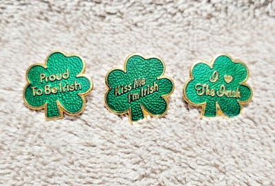 St Patrick Day Enamel Shamrock Pins with Irish Sayings ~ set of 3 ...