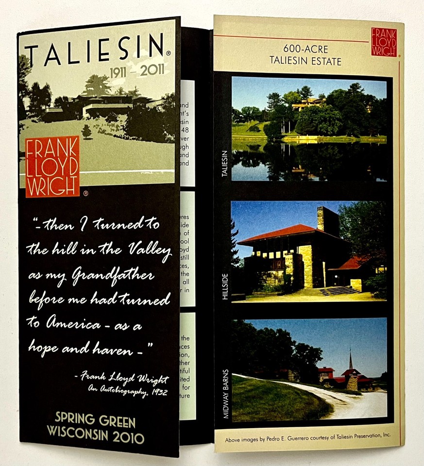 2011 Spring Green WI 100 Years Anniv Taliesin Frank Lloyd Wright Travel ...