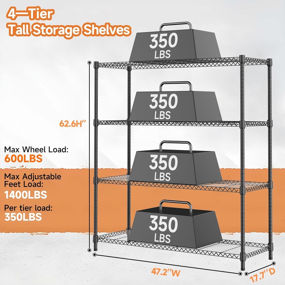 MZG 1pc Metal Shelving Unit Wire Shelves Metal Shelving Storage Shelf ...
