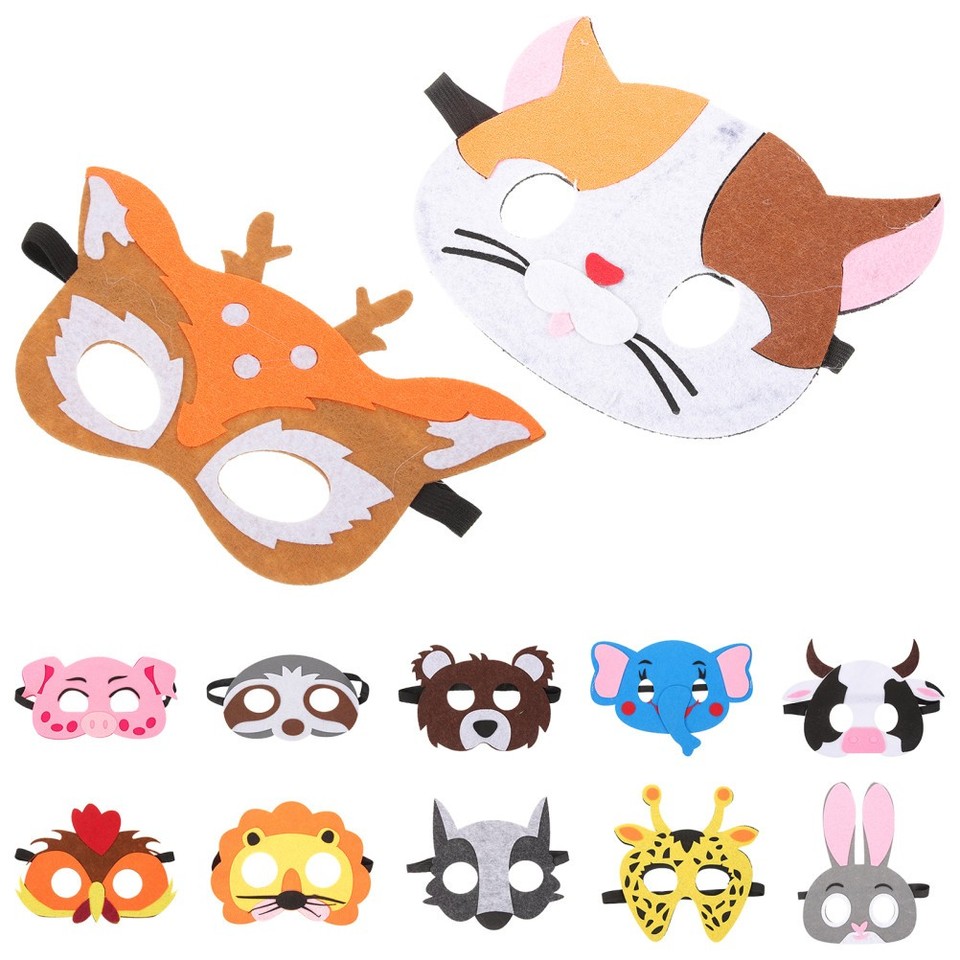 12pcs Felt Animal Masks Animal Cosplay Masks Funny Masquerade Face ...