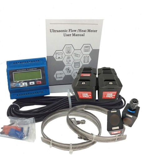 Ultrasonic Clamp-on Flow Meter with 2 Pair High Temp Transducer -30~160 ...