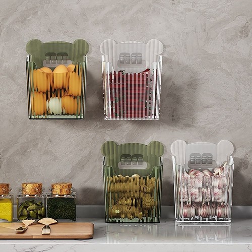 Self Adhesive Ginger Storage Box Acrylic Wall Hanging Basket Kitchen | eBay