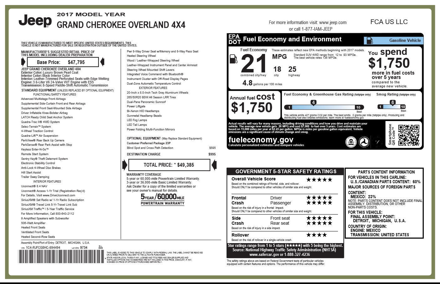 Original Car Dealer Monroney Label / Window Sticker in PDF, JPGFormat ...