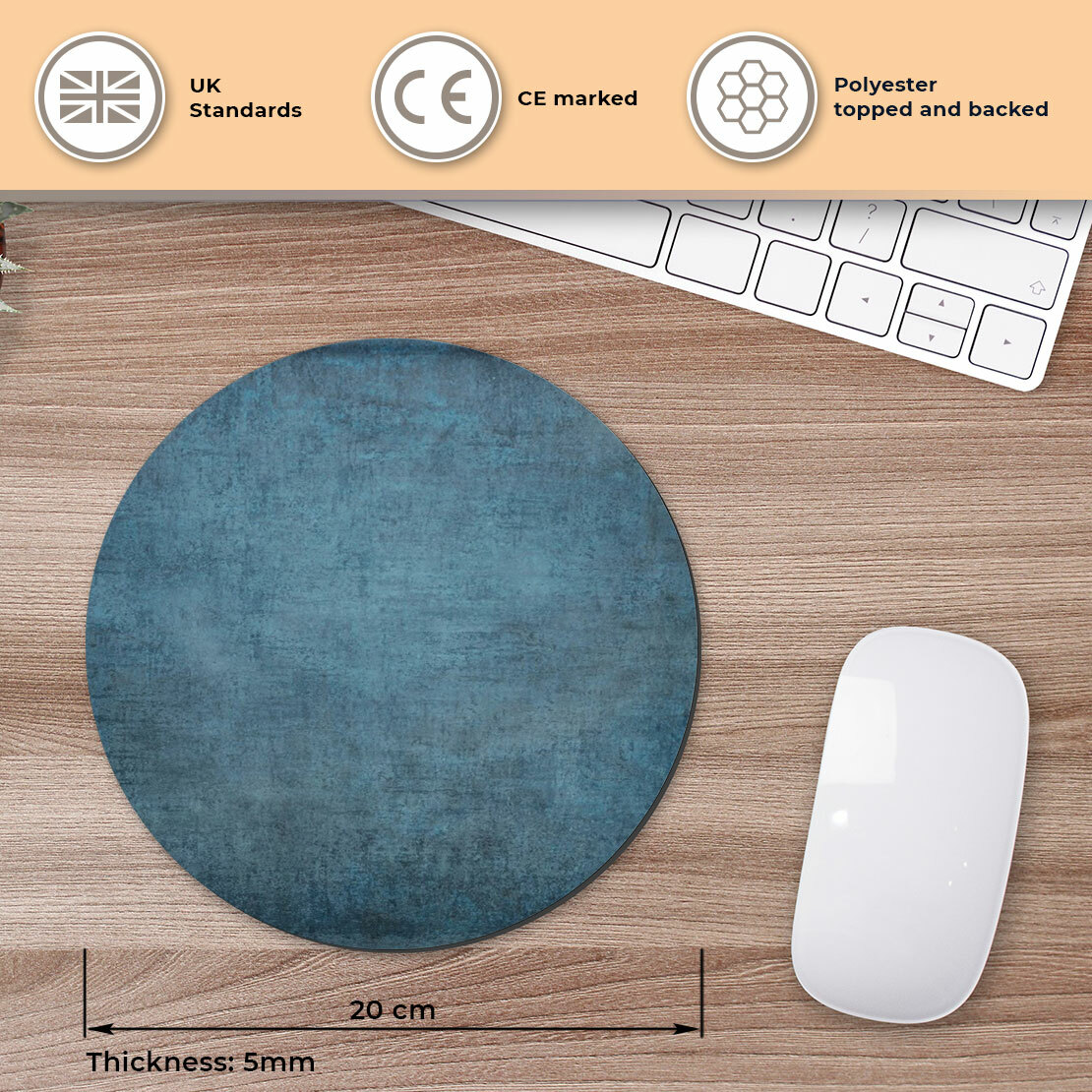 Round Mouse Mat - Distressed Dark Blue Navy Colour Office Gift #15511 ...