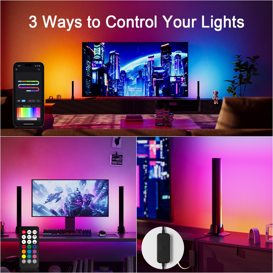 VELTED RGB Light Bar Music Sync RGB IC LED Lights Bars USB Powered ...