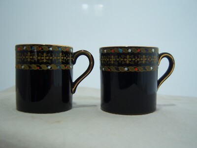 ESPRESSO CUPS BORDER RDN 208180 ENGLAND Demitasse Dark Brown Raised Dot ...