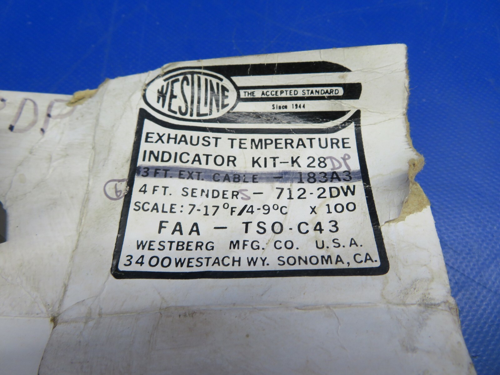 Westline Exhaust Temperature Indicator Kit K28DP NOS (0520-122) | eBay