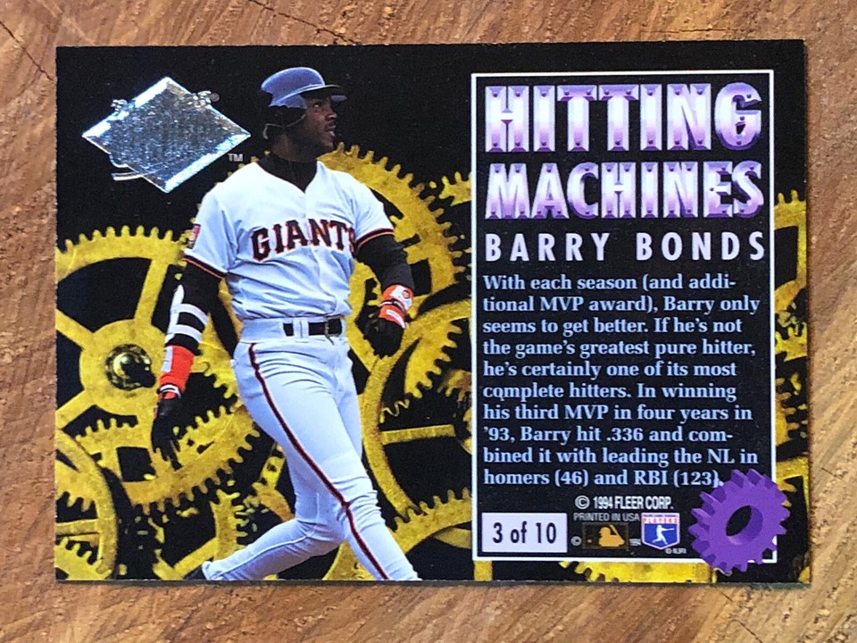 1994 Fleer Ultra Hitting Machines Barry Bonds #3 NM-MT San Francisco ...
