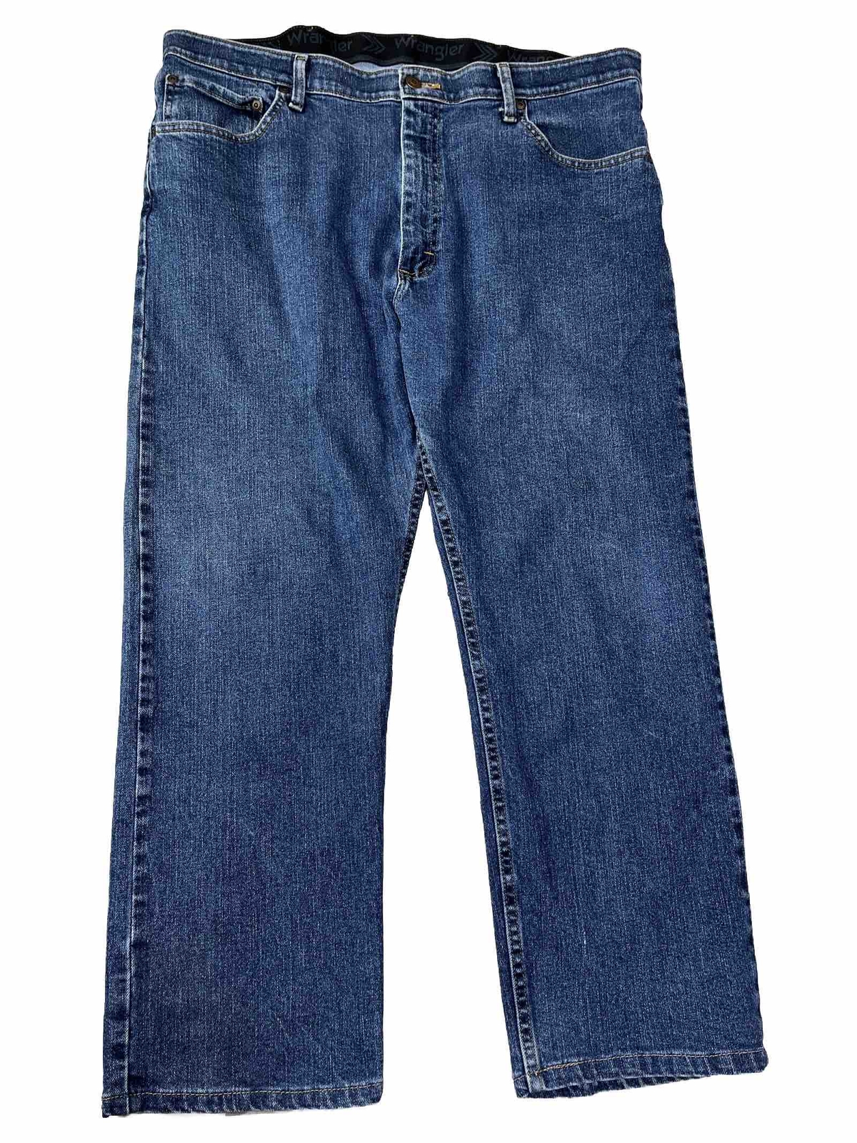 Wrangler Straight Jeans Mens Sz 38x26 Regular Fit Elastic Flex Waist ...