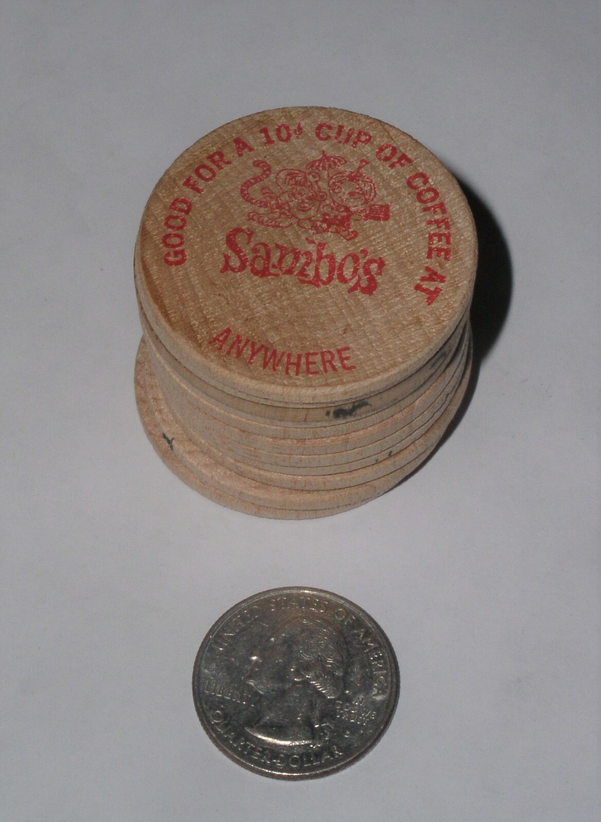 SAMBO'S Lot of 11 Wooden Tokens~ Good for 10 cent cup of Coffee ...