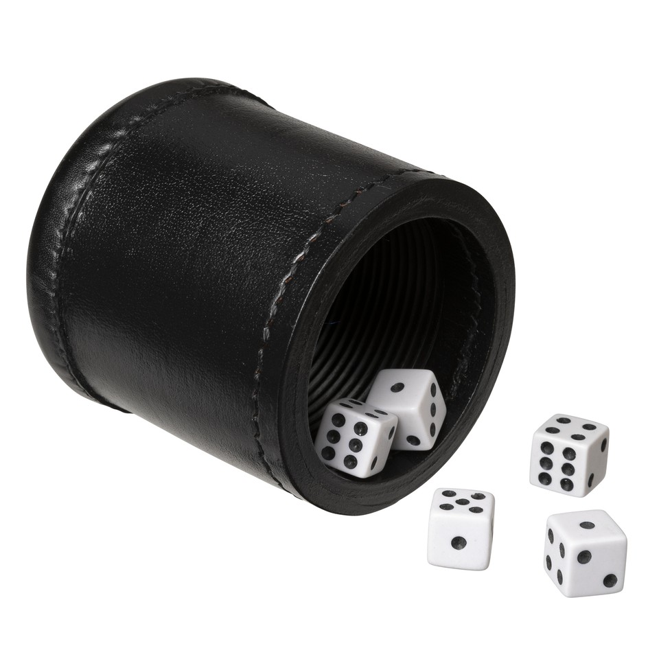 WE Games Leather Dice Cup, Ribbed Rubber Lining, 5 Dice, Canvas Storage ...