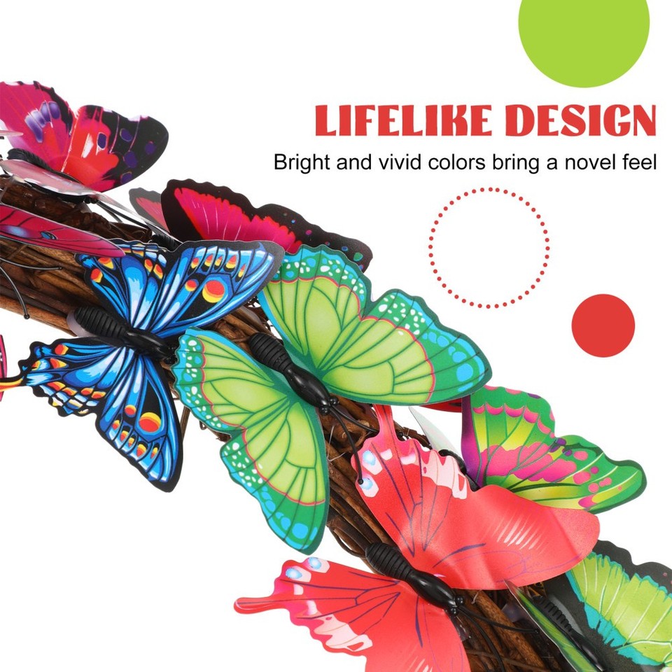 Fake Butterfly Wreath Front Door Hanging Decor Artificial Spring | eBay ...