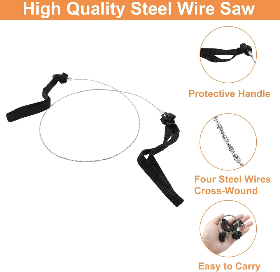 3 Pcs Stainless Steel Survival Wire Saw 21.65 Inch, Garrote Wire Cable ...