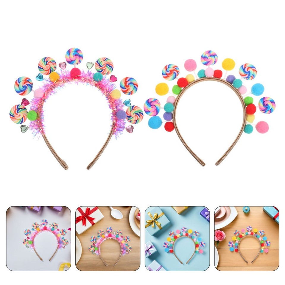 2 Pcs Hairband for Girls Glitter Candy Cane Headbands Women Cartoon ...