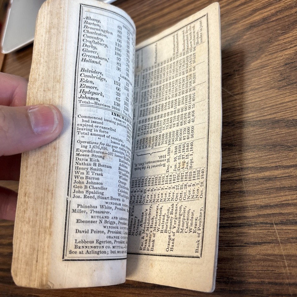 1841 Walton's Vermont Register & Farmer's Almanac & Calendar Zadock ...