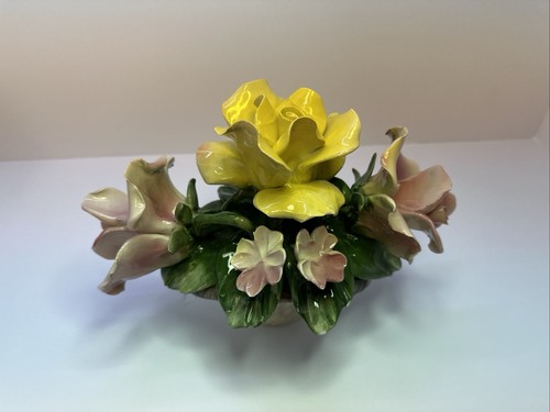 VTG 12” Capodimonte Italy Rose Porcelain Centerpiece See Photos For ...