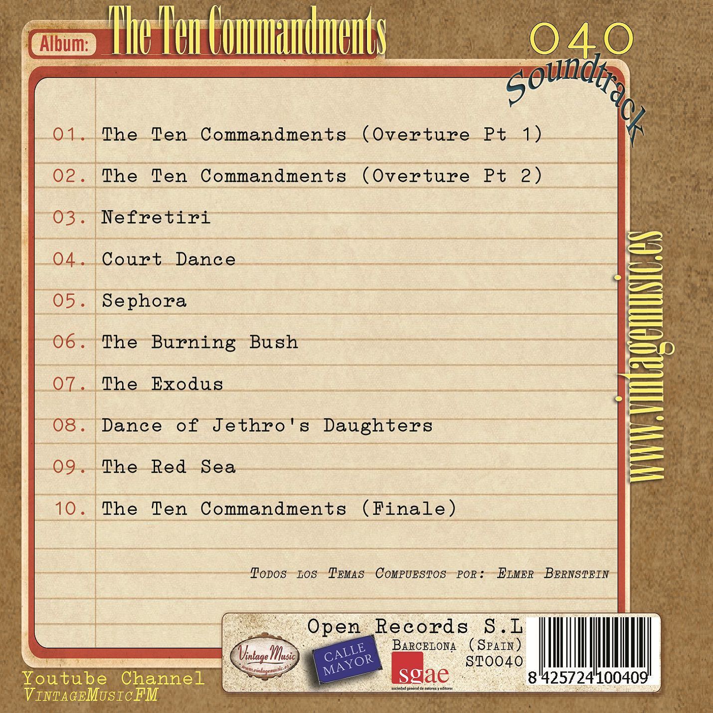 THE TEN COMMANDMENTS Soundtrack CD #40/100 O.S.T Original 1956 Elmer ...