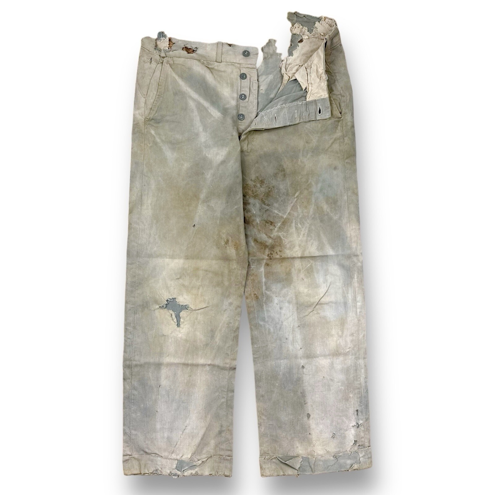 VTG 30s Herringbone HBT Button Fly Mining Pants Sanfo… - Gem