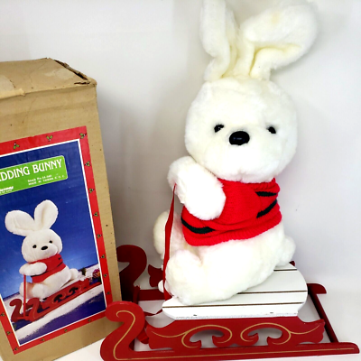 Sled Bunnies Annalee Dolls 10 Bunnies (2) On Flexible Flyer Sled 1989