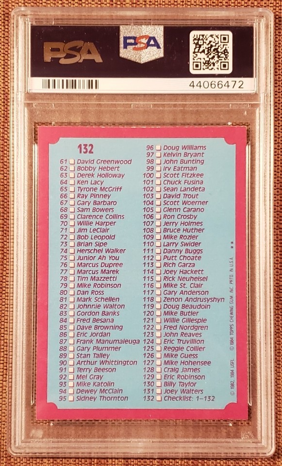 1984 Topps USFL #132 Checklist Football Card PSA 10 GEM MINT Young RC ...