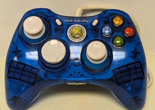 PDP Rock Candy Blue Transparent Light Up Wired Controller for Xbox 360 ...