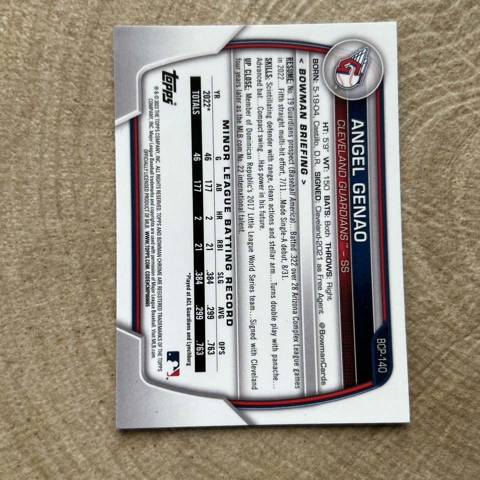 Angel Genao 2023 Bowman Chrome 1st Prospect #BCP-140 | eBay
