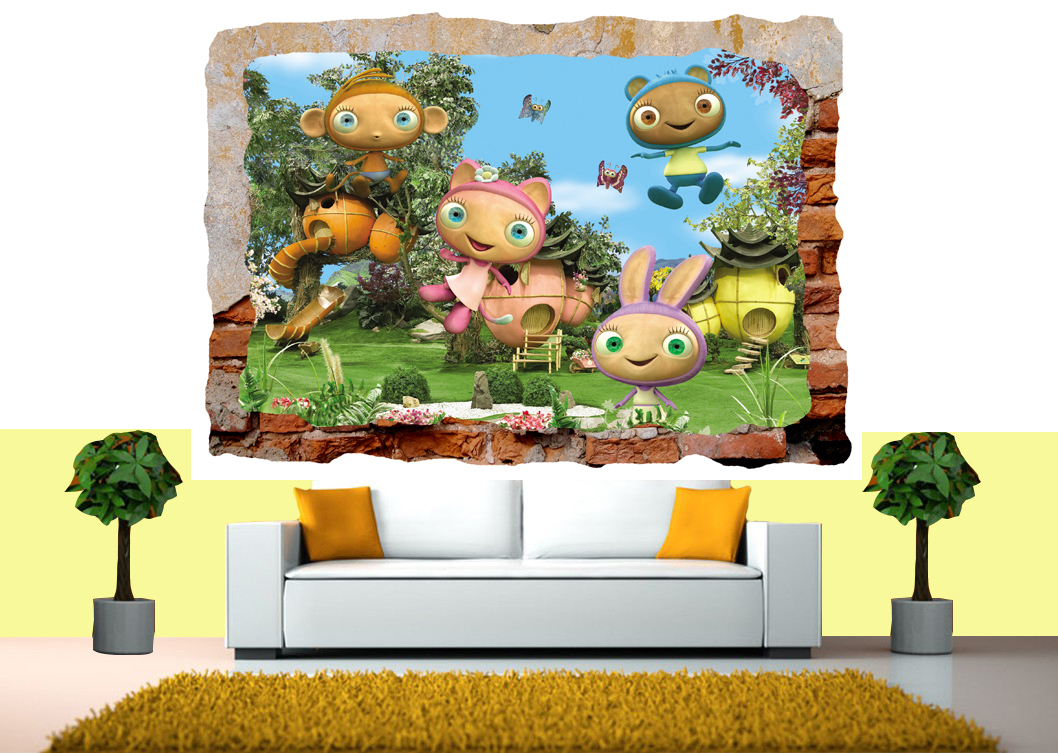 Waybuloo CBeebies Removable Mural 3d Smashed Wall View Sticker Poster ...