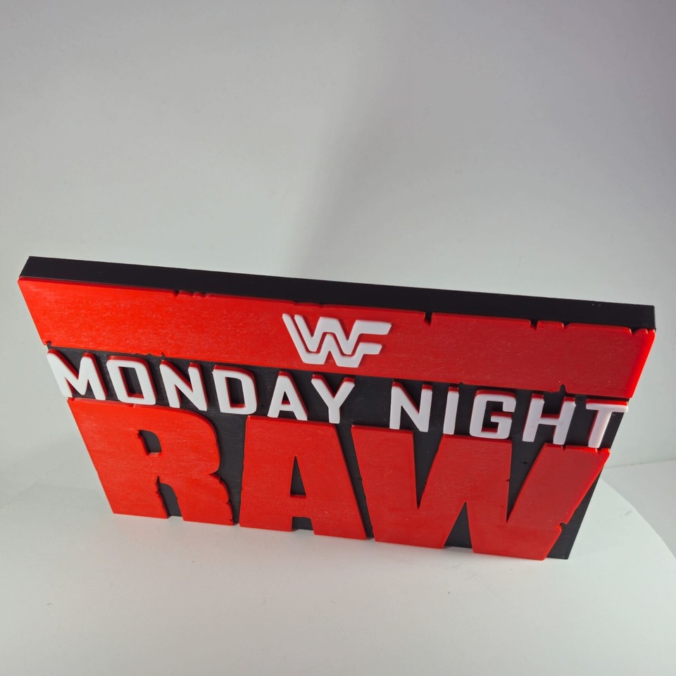 WWF Monday Night 3D printed stand 8" x 5" Wrestling free standing ...