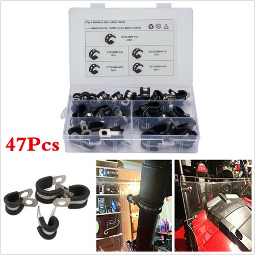 Car Brake Fuel Wire Retaining Clamps 47Pcs Rubber Lined Stainless Steel ...