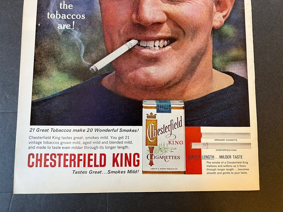 Vtg 1960s Ad Chesterfield King Cigarettes, Tastes Great, Smokes Mild | eBay