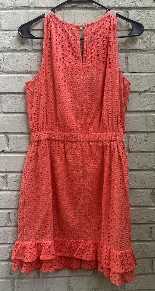 Anthropologie Peter Som Dress 4 Orange Sleeveless Eyelet Lace Ruffle ...