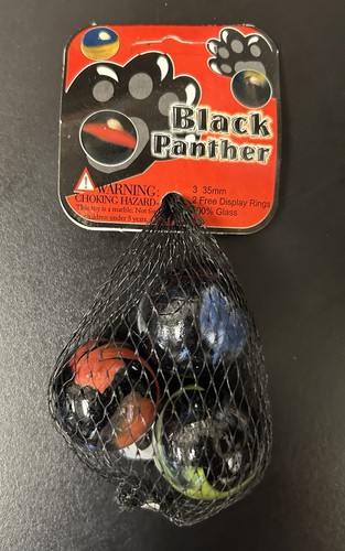 Black Panther Mega Marbles Net Bag 3 35mm 2Display Rings Retired Set ...