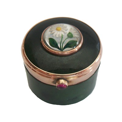 LEVI & SALAMAN - Antique Nephrite & Essex Crystal Pill Box - U.K ...