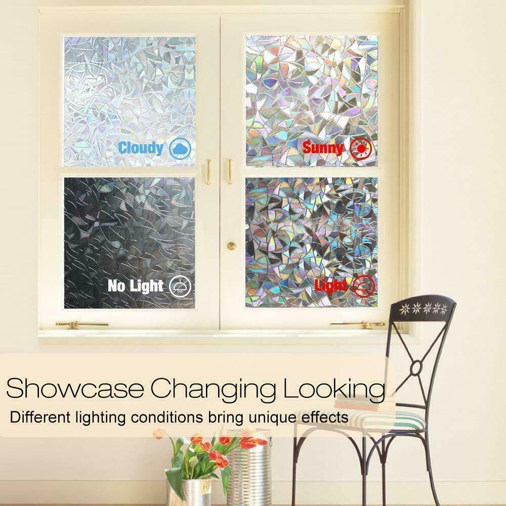 3D Rainbow Reflective Window Film Privacy Static Clings Glass Sticker ...