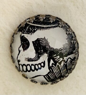 Posada Skeleton Skull Day of the Dead 1" Glass & Metal Sewing Button ...