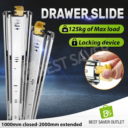 Heavy Duty Drawer Slide Rails Runners Locking Ball Bearing Guide ...