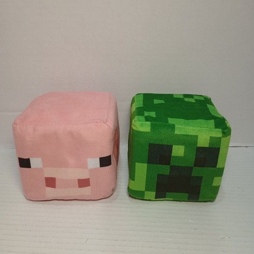 Microsoft Minecraft Pig Head & Creeper Plush Cube 4" Stuffed Animal Toy ...