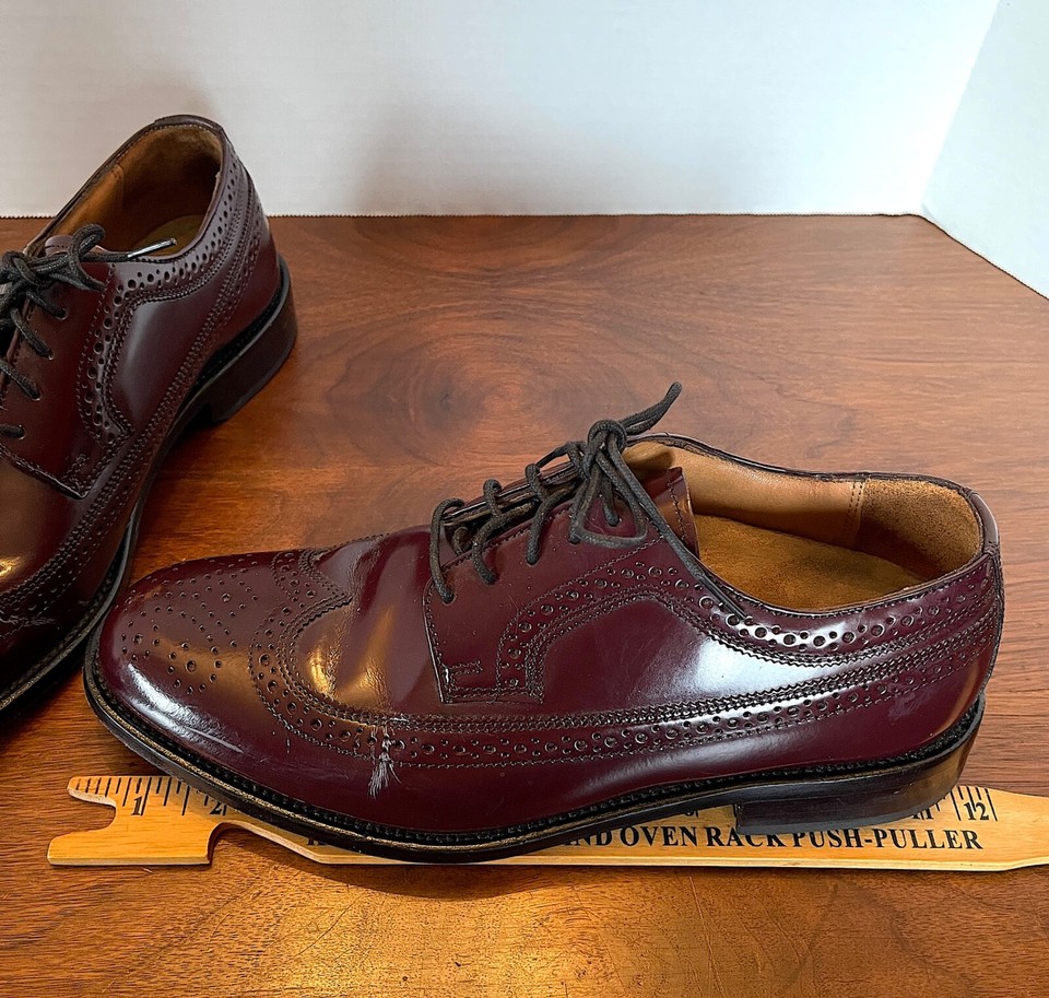 Bostonian Dark Red Laced Wing Tip Men's Shoes OXBLOOD Leather Upper 9-1 ...