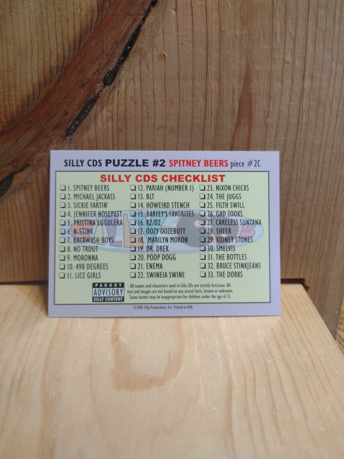 2001 Silly CDs PARODY CARD: PUZZLE #2 SPITNEY BEERS piece #2C. R2 | eBay