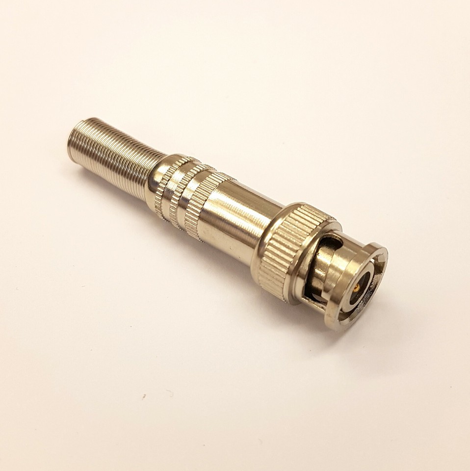 BNC MALE CONNECTOR CCTV CAT5 - NO SOLDER SPRING STRAIN RELIEF NICKEL ...
