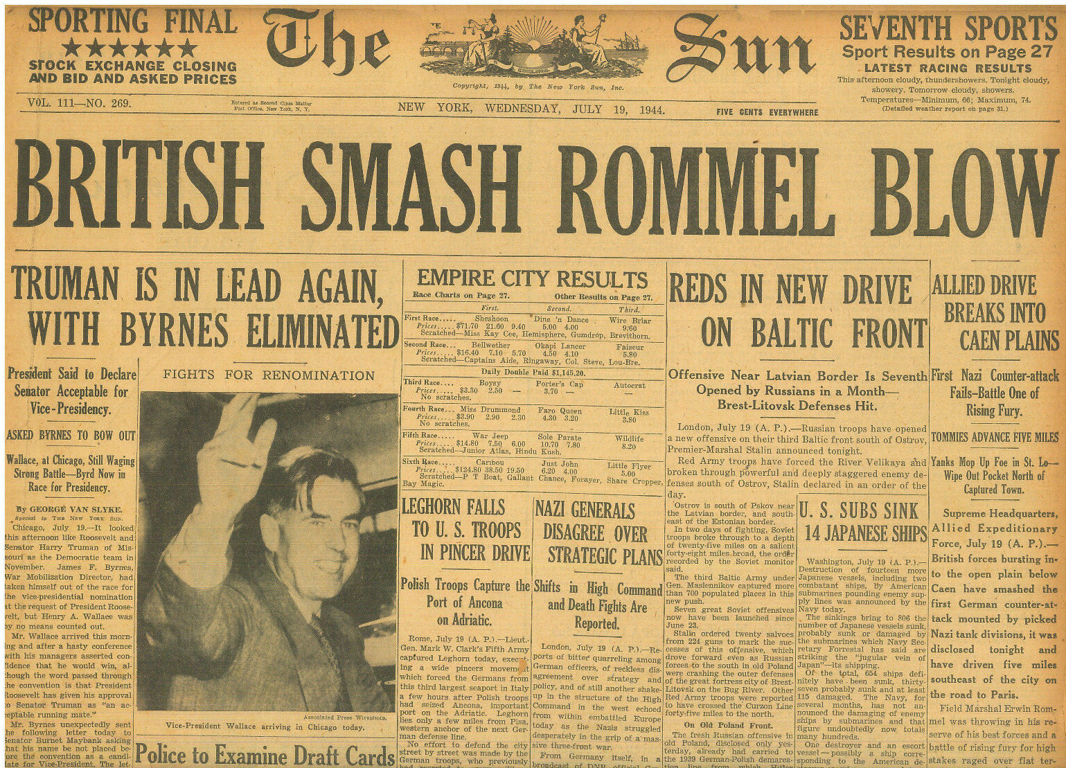 7-1944 July 19 British smash Rommel Tommies advance on Caen Japanese ...