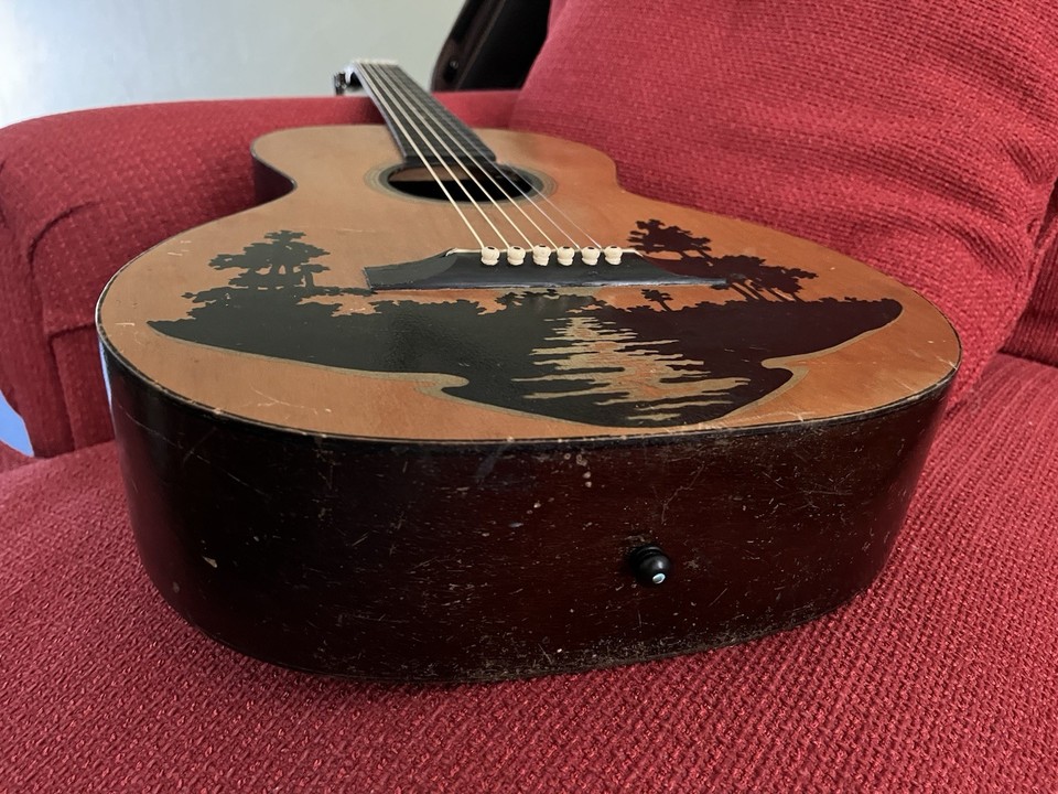 1910-20’s Oscar Schmidt Stella Decalcomania “Moonlight Scene“ Rare ...