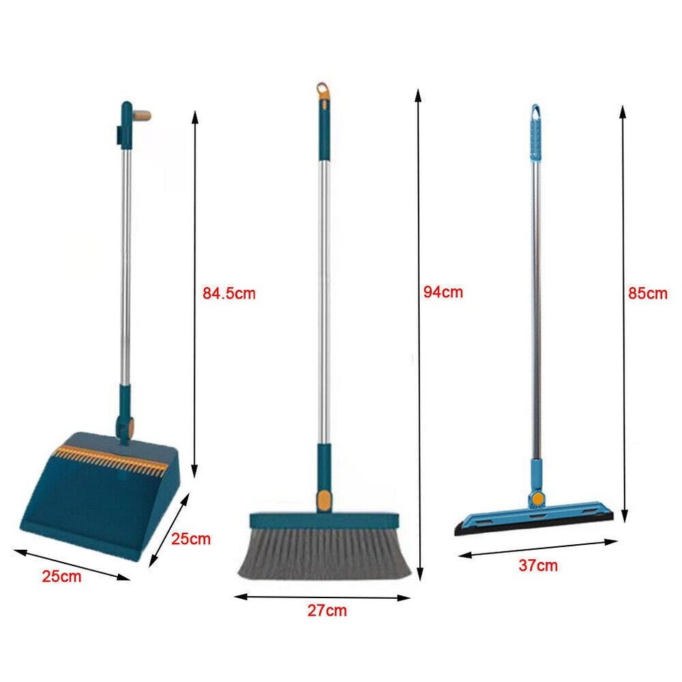 Long Handled Dustpan and Brush Set Strong Metal Handle Dust Pan & Broom ...