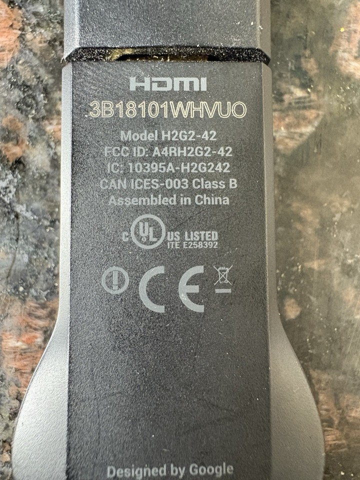 Google Chromecast (1st Generation) Streaming Media Player Model H2G2-42 ...